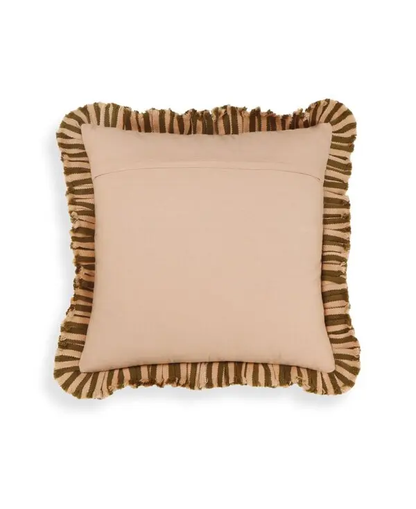 TOV FURNITURE Alessia Striped Ruffle 20 Square Accent Pillow - Taupe