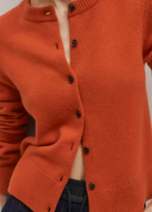 ME+EM Cashmere Buttoned Cardigan - Paprika Orange