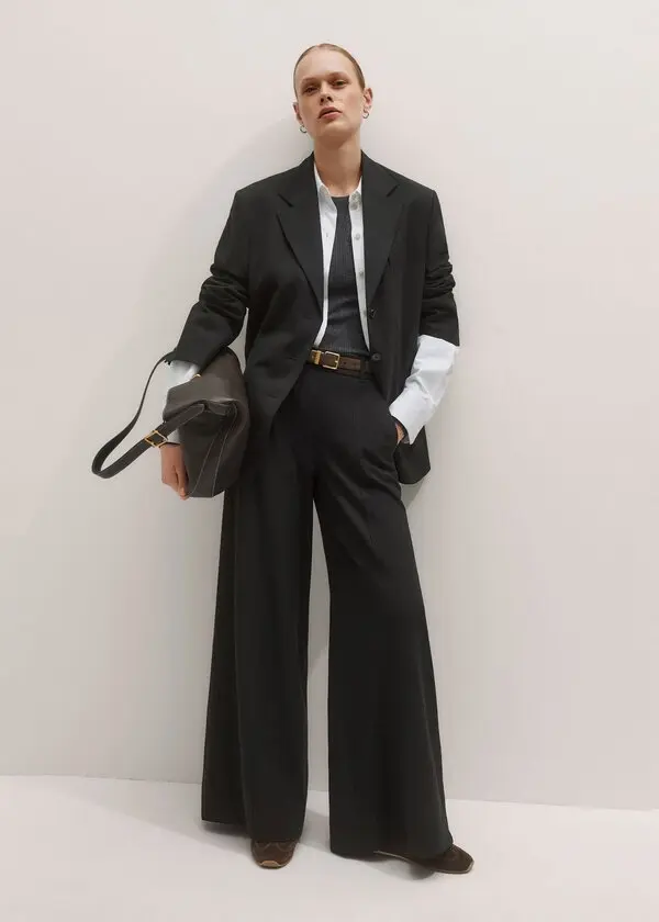ME+EM Tailored Wide-leg Trousers - Black