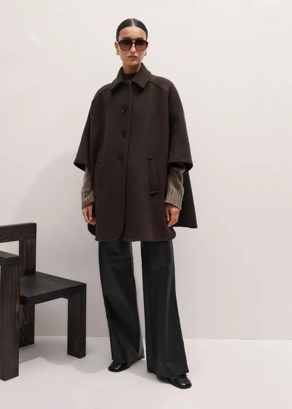 ME+EM Wool-blend Cape Coat With Engineered Seams
