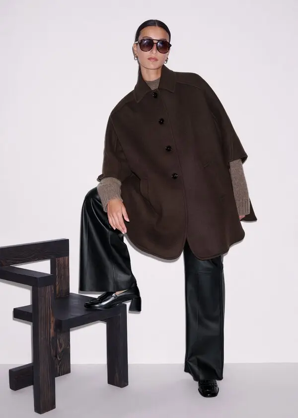 ME+EM Wool-blend Cape Coat With Engineered Seams