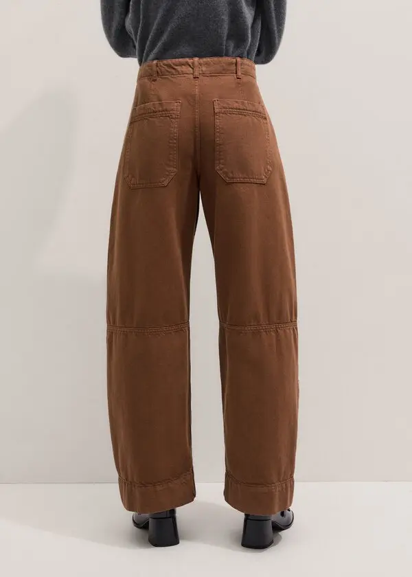 ME+EM Wide Tapered Leg Cotton Twill Trousers