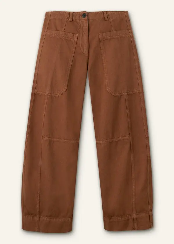 ME+EM Wide Tapered Leg Cotton Twill Trousers