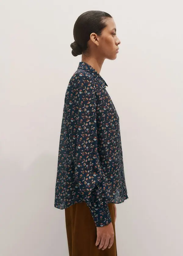 ME+EM Silk Cotton Cottage Garden Print Blouse