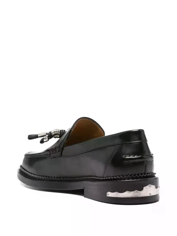 Toga Tassel-embellished Leather Loafers - Black