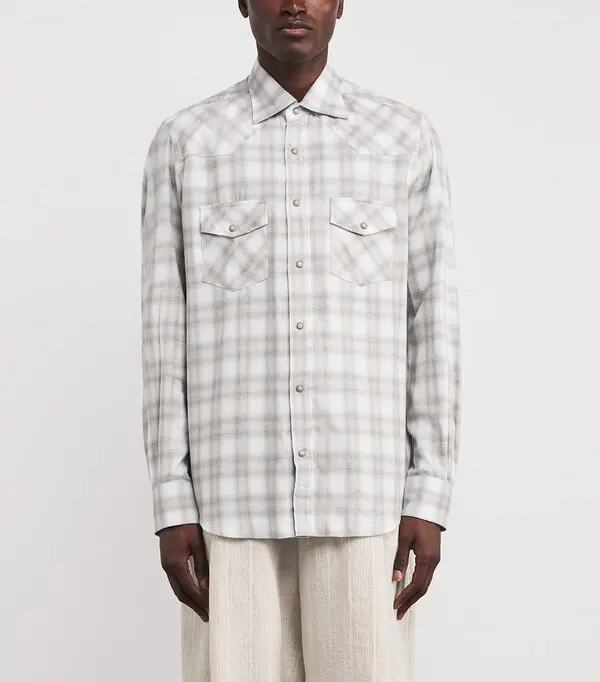 Eleventy Cotton-blend Check Texas Shirt
