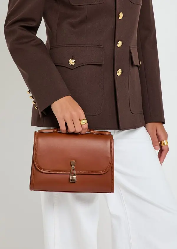 Gabriela Hearst Leonora Small Leather Top Handle Bag - Tan