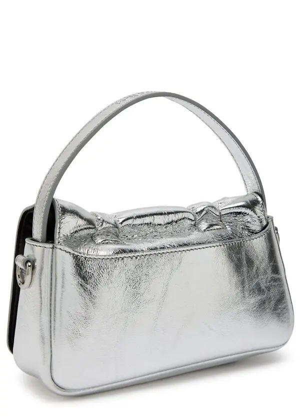 Acne Studios Multipocket Micro Metallic Leather Top Handle Bag - Silver