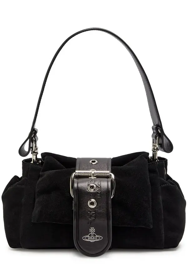 Vivienne Westwood Hazel Treasure Suede Shoulder Bag - Black