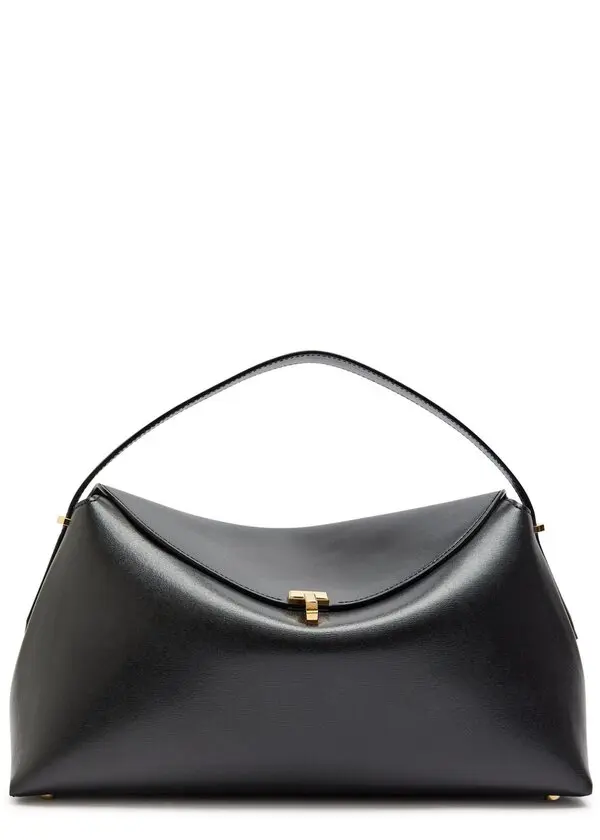TOTEME T-lock Leather Top Handle Bag - Black