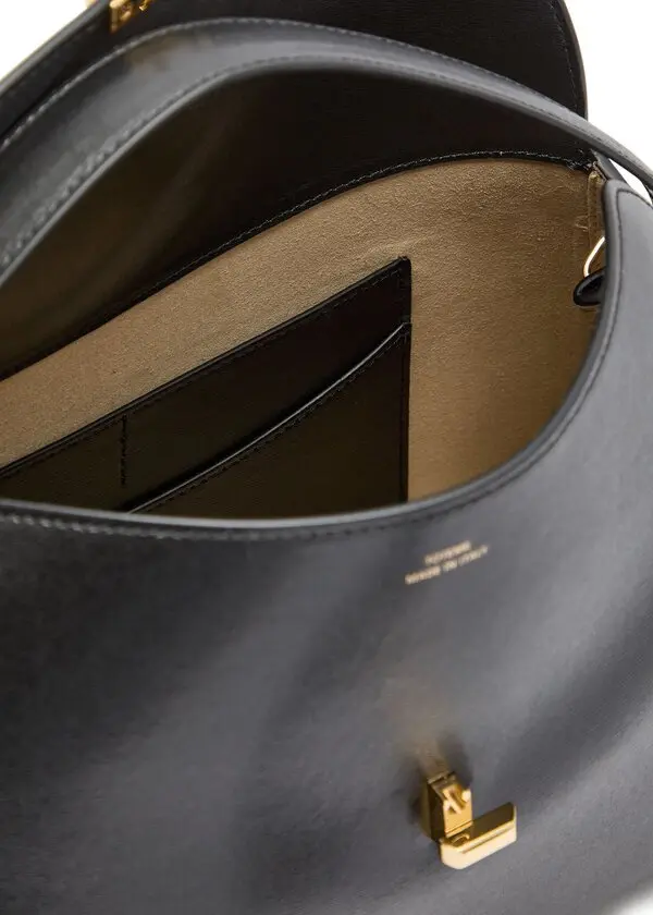 TOTEME T-lock Leather Top Handle Bag - Black