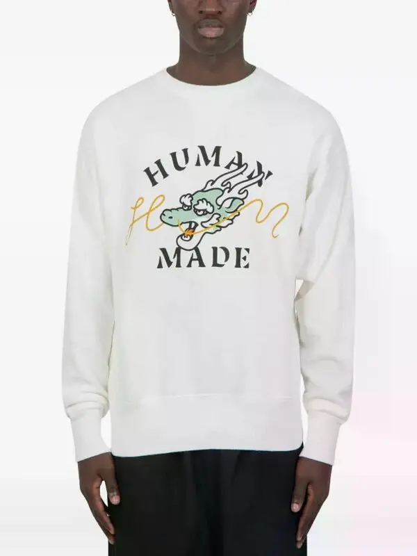 HUMAN MADE Dragon-print Crew-neck T-shirt - White