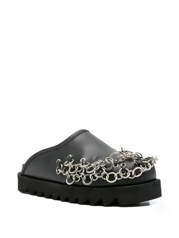 Toga Chain-embellished Leather Mules