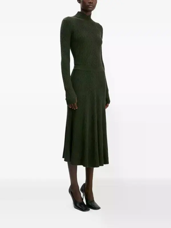 Victoria Beckham Ribbed Knit Midi Skirt