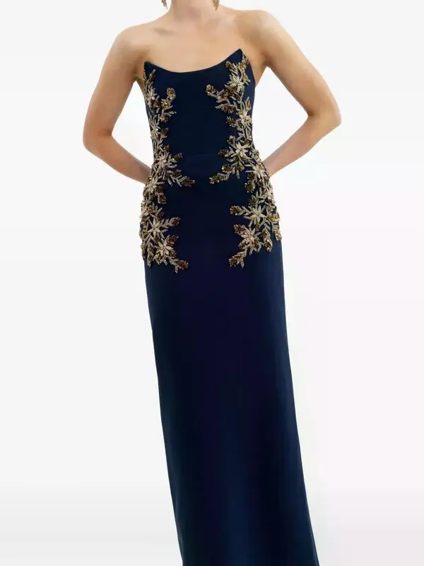 Rebecca Vallance Orla Embellished Strapless Maxi Dress - Blue