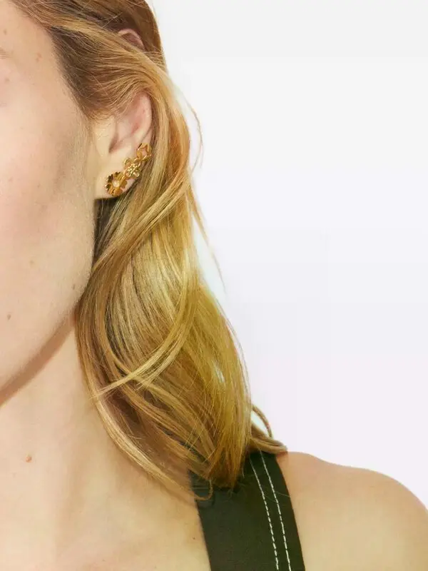 Tory Burch Flower-hexagon Stud Earrings - Gold
