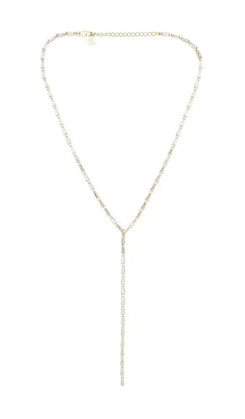 BY ADINA EDEN Cz Multi Baguette Tennis Lariat Necklace - Gold