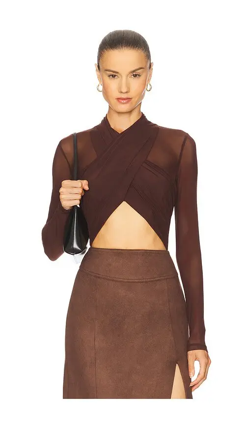 Bardot Aliyah Wrap Bodysuit - Chocolate