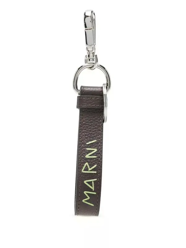 Marni Logo-plaque Leather Keyring - Brown