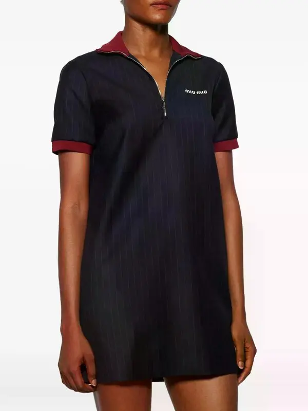 Miu Miu Pinstripe Zip-front Dress - Blue