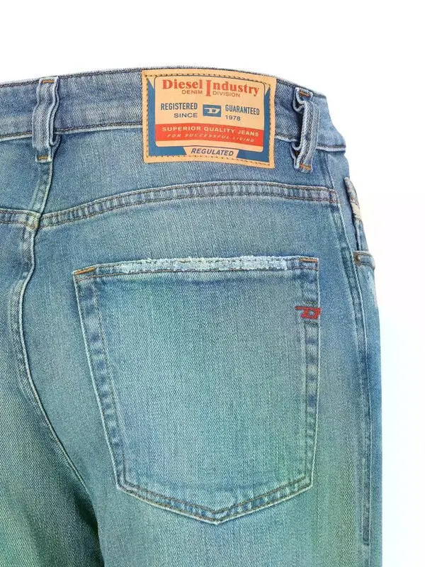 DIESEL® Stone-washed Jeans With Logo Patch - Blue