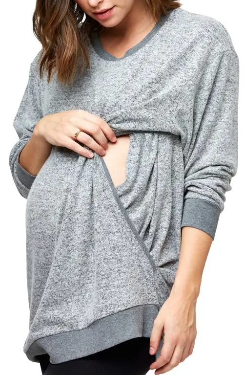 NOM MATERNITY Double-layer Cloud Knit Maternity & Nursing Sweatshirt