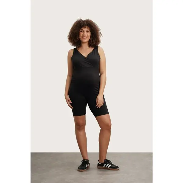 NOM MATERNITY Stretch & Support Maternity Romper - Black