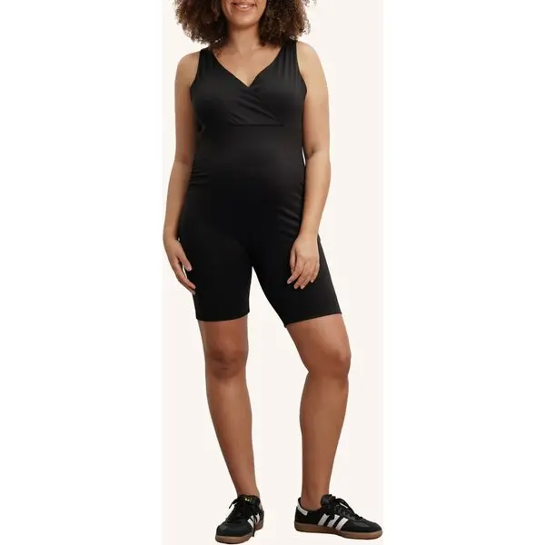 NOM MATERNITY Stretch & Support Maternity Romper - Black