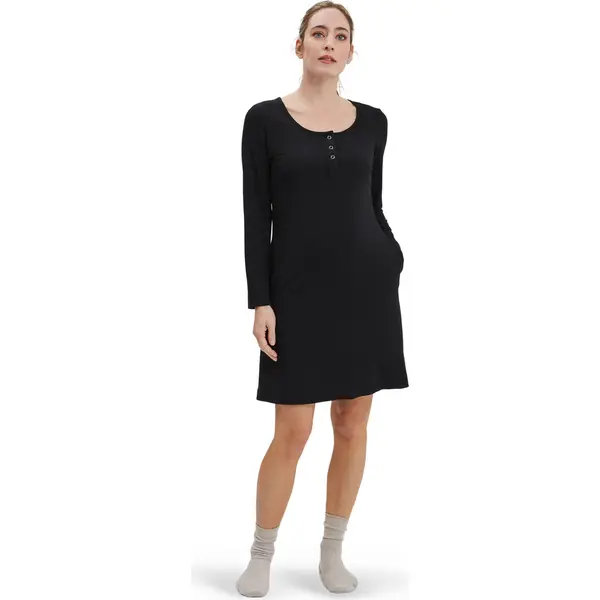 NOM MATERNITY Heart On My Sleeve Maternity & Nursing Nightgown - Black