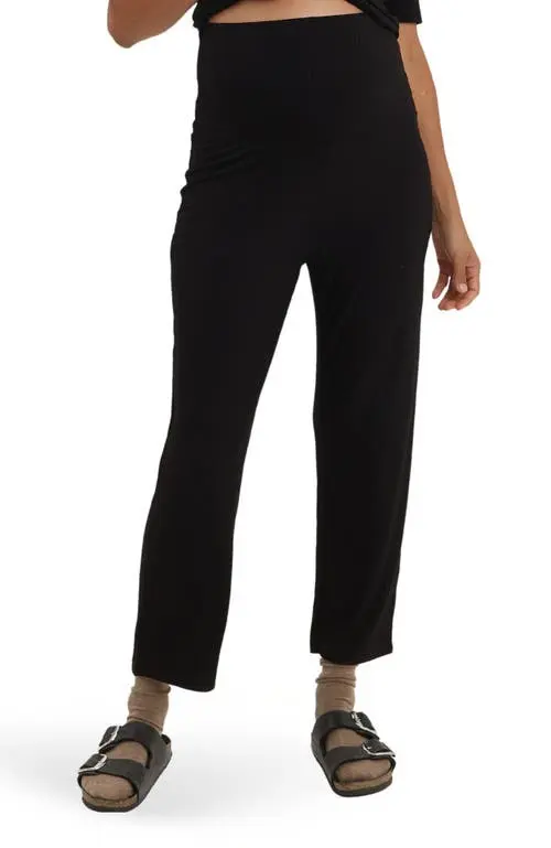 NOM MATERNITY Camilla Over-the-belly Ribbed Maternity Pants - Black