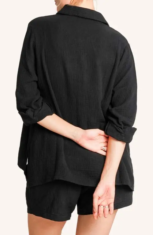NOM MATERNITY Maternity & Nursing Shirt - Black