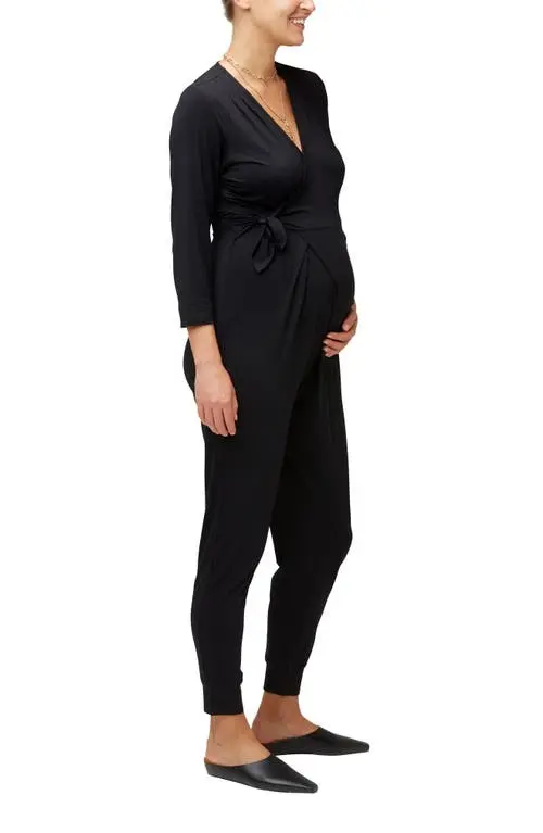 NOM MATERNITY Amabella Maternity & Nursing Jumpsuit - Black