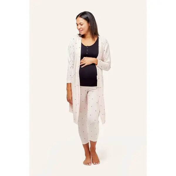 NOM MATERNITY Second Skin Maternity & Nursing Wrap Robe - Polka Dot