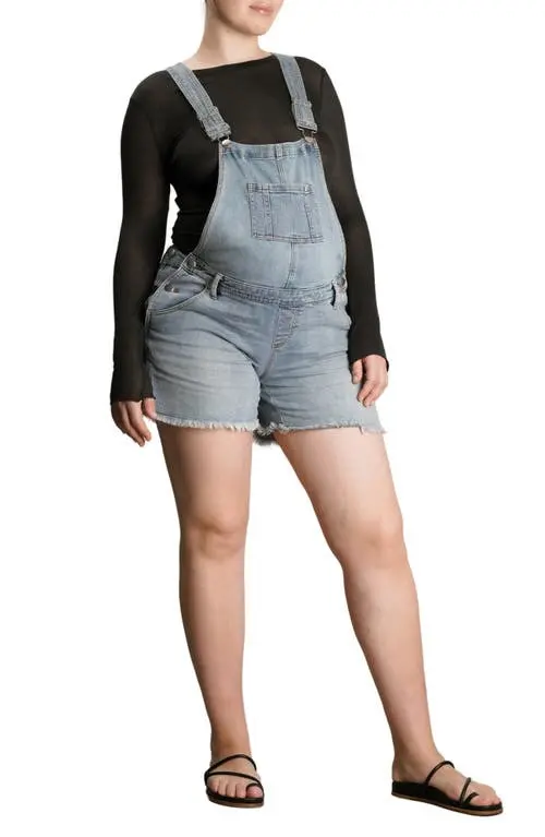 NOM MATERNITY Austin Maternity Shortalls - Pale Blue