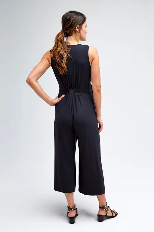 NOM MATERNITY Francesca Maternity & Nursing Cropped Jumpsuit - Black