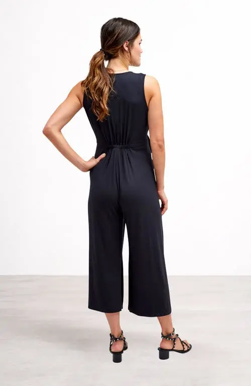 NOM MATERNITY Francesca Maternity & Nursing Cropped Jumpsuit - Black