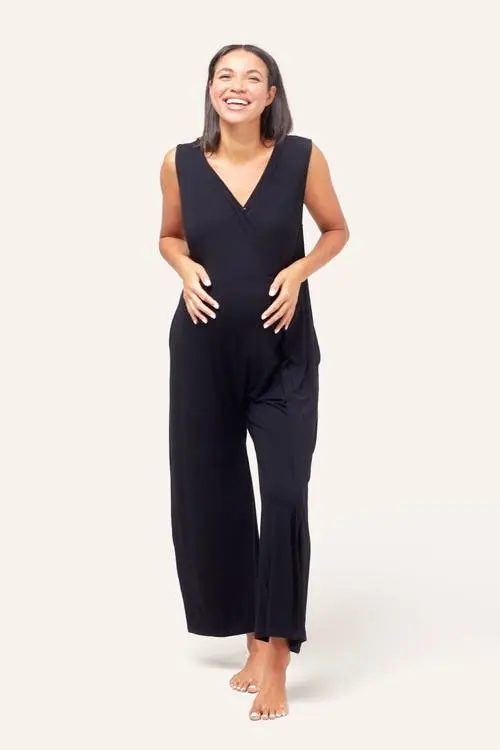 NOM MATERNITY Everyday Maternity & Nursing Jumpsuit - Black