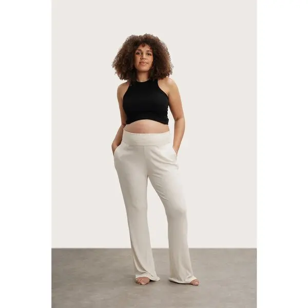 NOM MATERNITY Rib Maternity Pants - Cream
