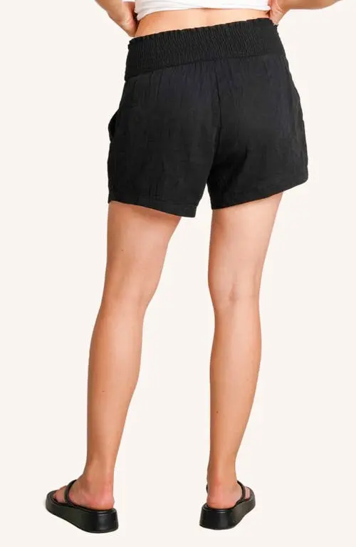 NOM MATERNITY The Easy Smocked Maternity Shorts - Black