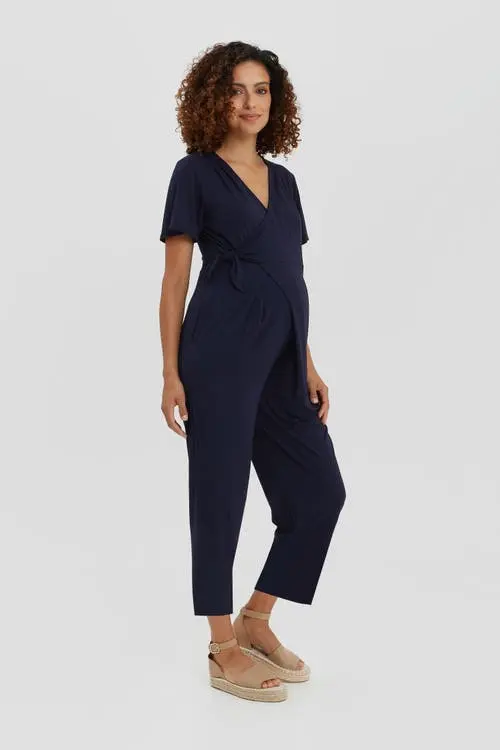 NOM MATERNITY Lucia Maternity Jumpsuit - Navy