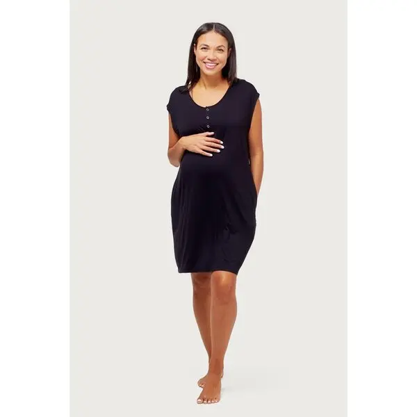 NOM MATERNITY Clementine Maternity & Nursing Nightie - Black