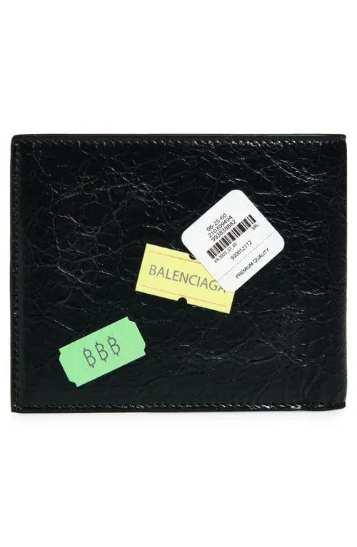 Balenciaga Sticker Square Leather Bifold Wallet
