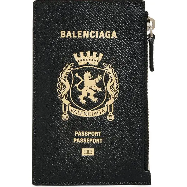 Balenciaga Long Leather Passport Case - Black