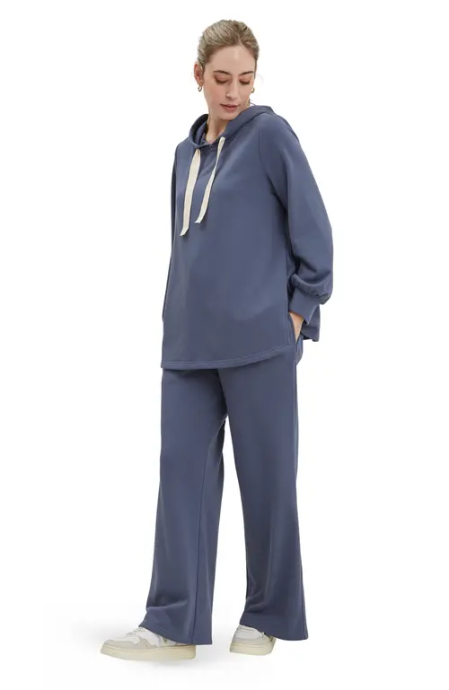 NOM MATERNITY Walker Maternity Lounge Pants Wide Leg French Terry
