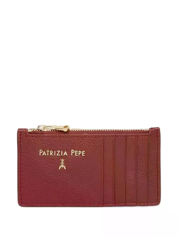 Patrizia Pepe Logo-lettering Leather Card Holder - Red