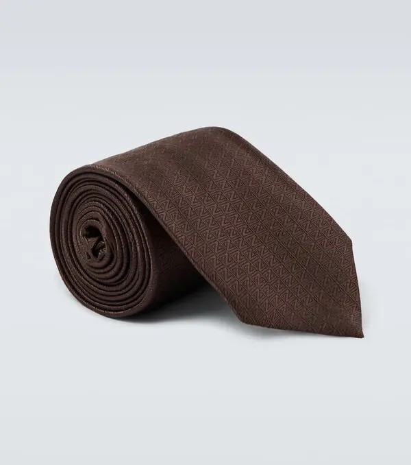 Zegna Silk Jacquard Neck Tie - Brown