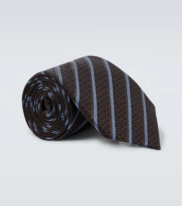 Zegna Silk Jacquard Standard Tie - Brown