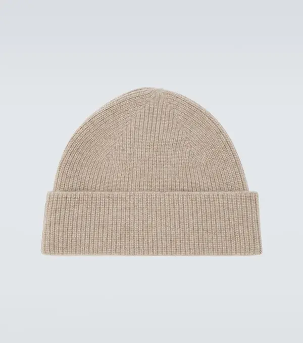 Zegna Ribbed-knit Cashmere Beanie - Beige