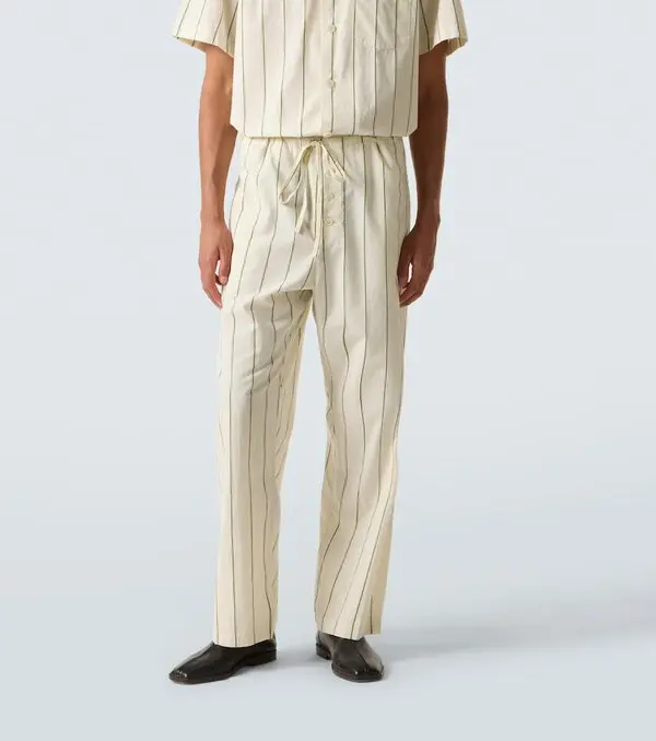 BODE Celery Striped Cotton Pajama Pants - White