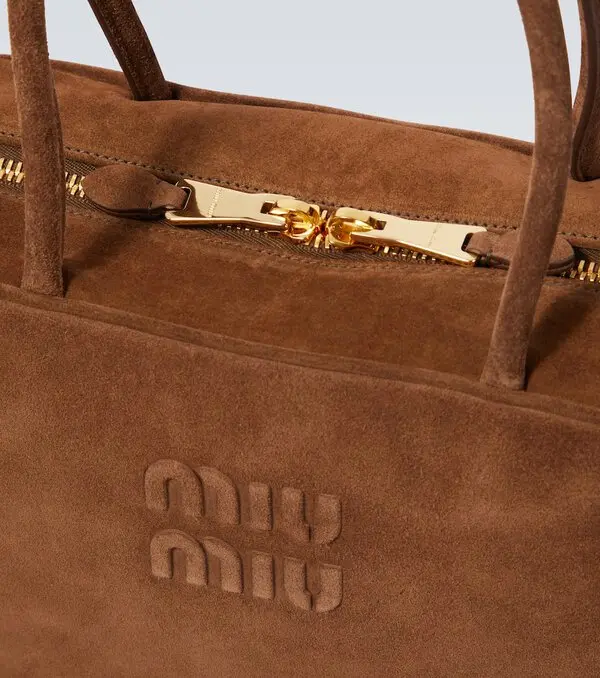Miu Miu Logo Suede Tote Bag